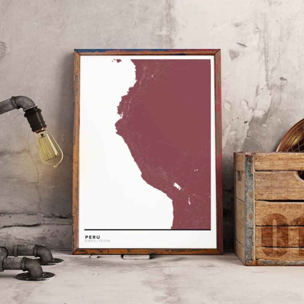 Beautiful poster of Peru, Streetmap poster - Mapiful