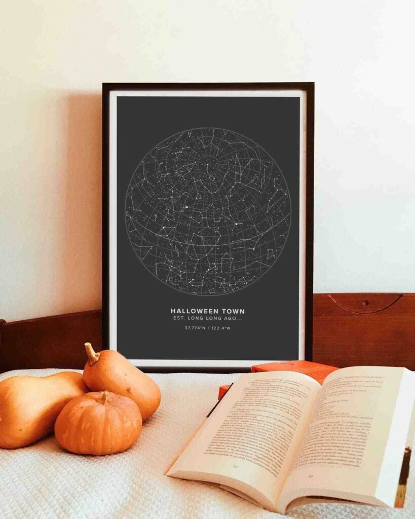 Halloween Town Star Map Print - Design Your Own Wall Art - Mapiful