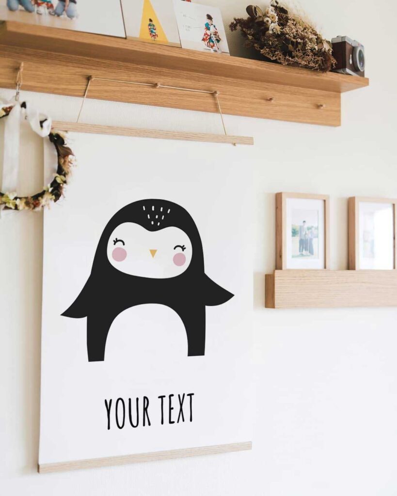Personalize Your Own Nursery Poster - Penguin - Mapiful